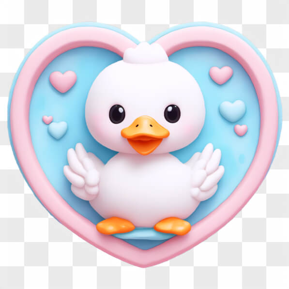 Descarga Pato de dibujo animado Kawaii con fondo de corazón Kawaii En ...