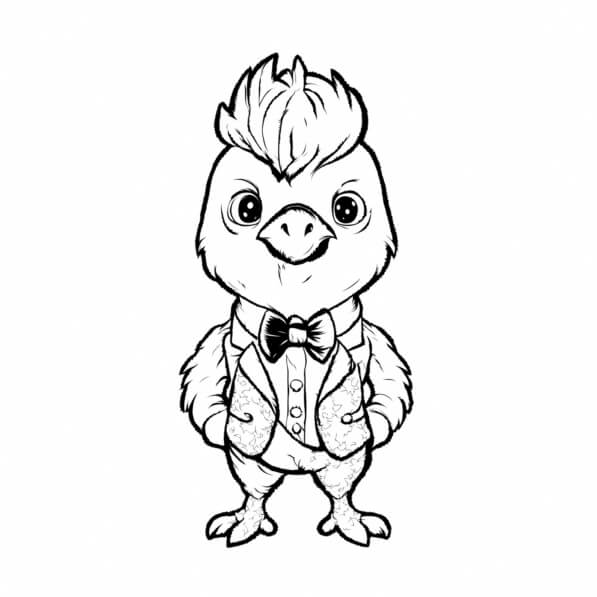 Download Dapper Bird Character in Tuxedo Coloring pages Online ...