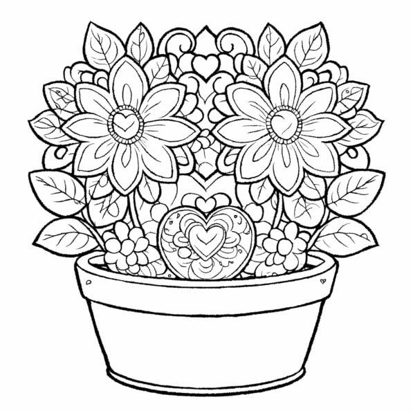 Download Coloring Page of a Potted Flower Arrangement Coloring pages ...
