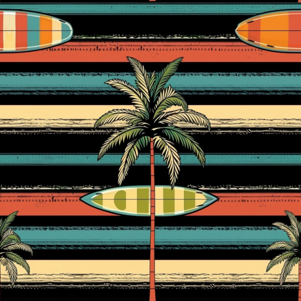 Download Tropical Surfboard Design with Palm Trees Patterns Online ...