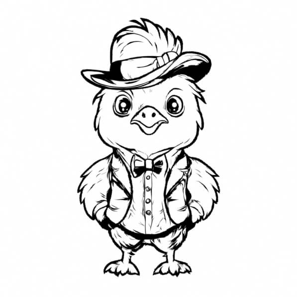 Download Dapper Bird Character in Formal Attire Coloring pages Online ...