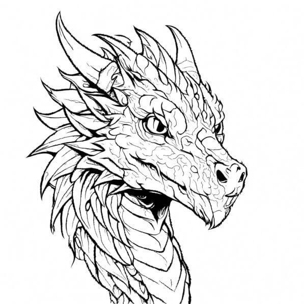 Download Intricate Dragon Head Illustration Coloring pages Online ...