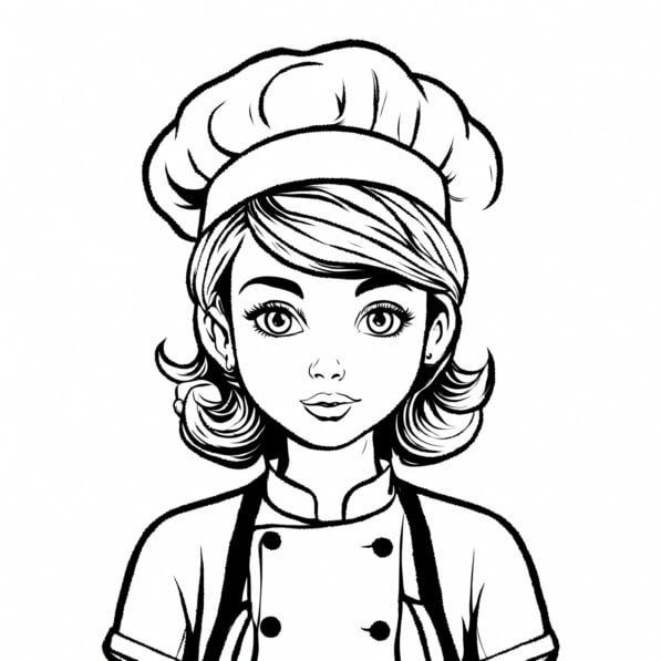 Download Young Female Chef Illustration Coloring pages Online ...