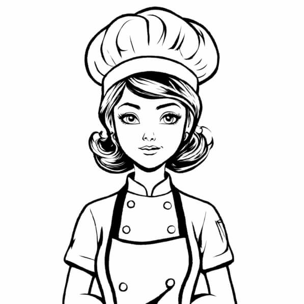 Download Stylized Female Chef Illustration Coloring pages Online ...