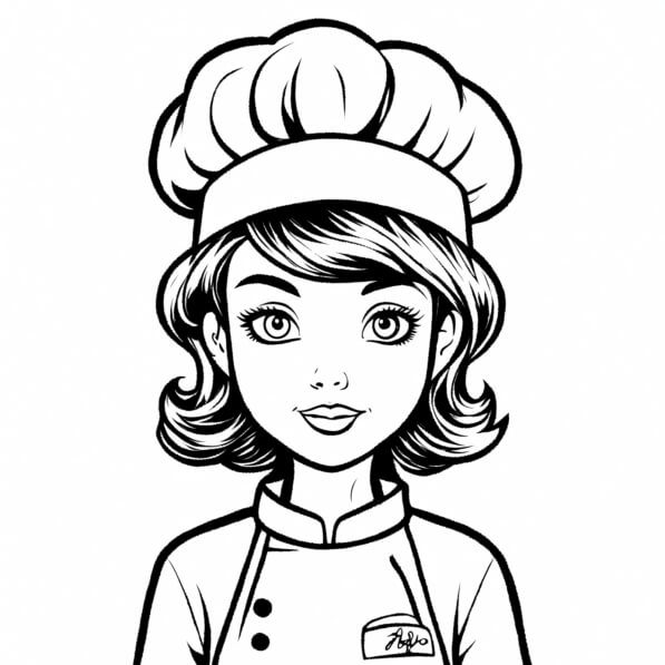 Download Illustration of a Young Female Chef Coloring pages Online ...