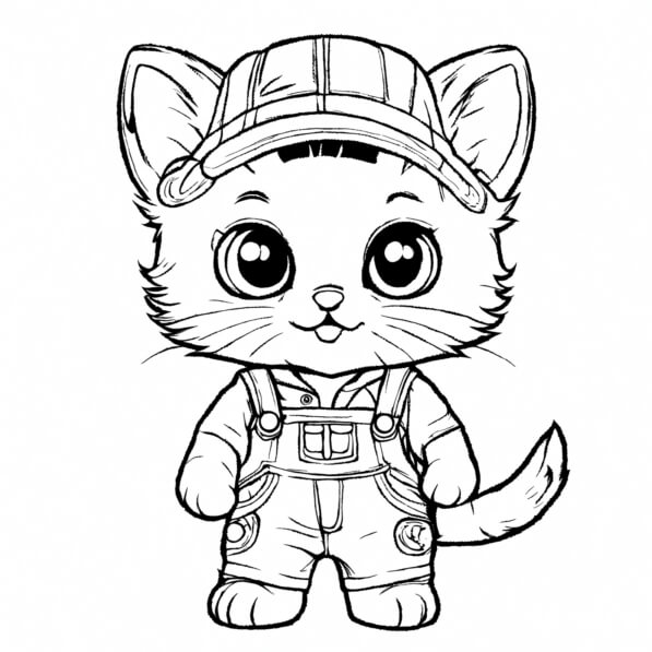 Download Cute Cartoon Cat Character Coloring pages Online - Creative ...