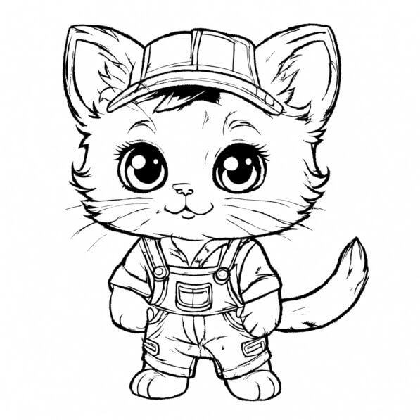 Descarga Lindo personaje de gato de dibujos animados en overoles ...