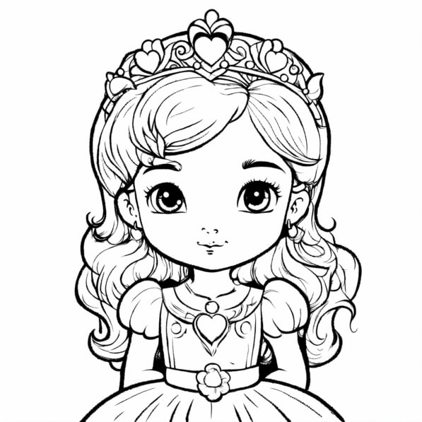 Download Cute Cartoon Princess Coloring Page Coloring pages Online ...