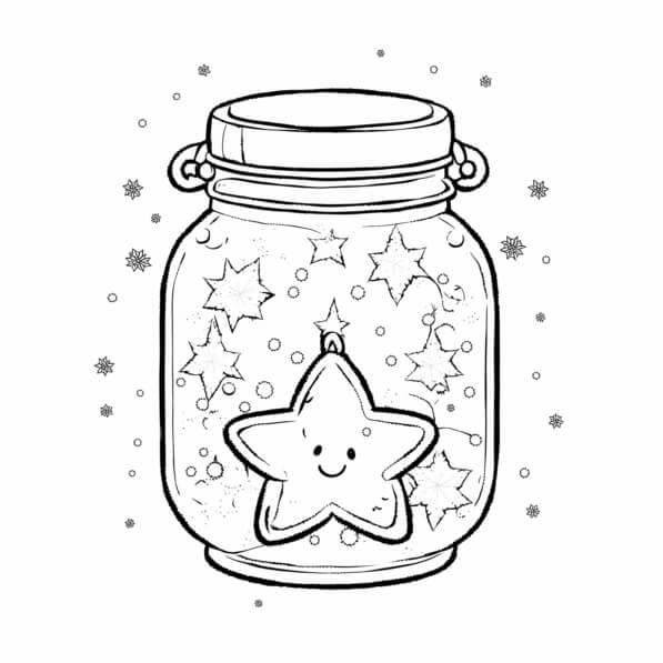 Download Whimsical Star Jar Coloring pages Online - Creative Fabrica