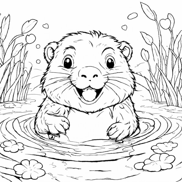 Descarga Nutria Feliz en el Agua Páginas para colorear En Línea ...