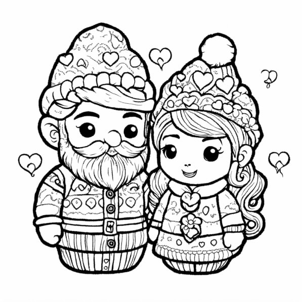 Download Cute winter couple coloring page Coloring pages Online ...