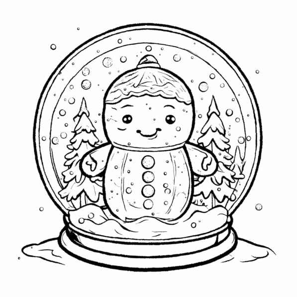 Download Cheerful Snowman in a Snow Globe Coloring pages Online ...