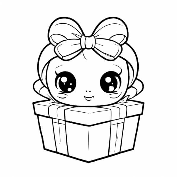 Download Cartoon Character in Gift Box Coloring pages Online - Creative ...