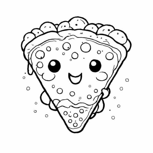Download Happy Cartoon Pizza Slice Coloring pages Online - Creative Fabrica