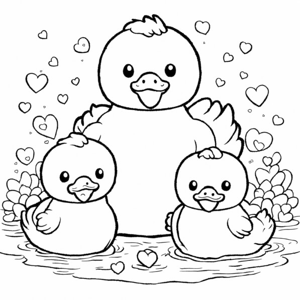 Descarga Familia de patitos adorables con corazones Páginas para ...