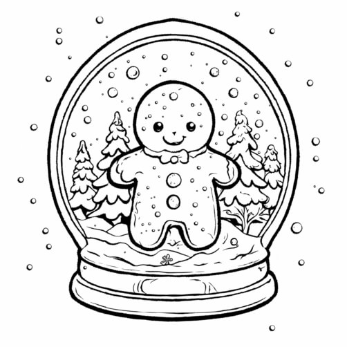 Download Gingerbread Man in a Snow Globe Coloring pages Online ...