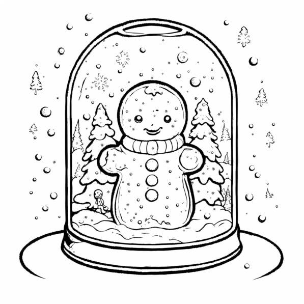 Download Gingerbread Man Snow Globe Coloring pages Online - Creative ...