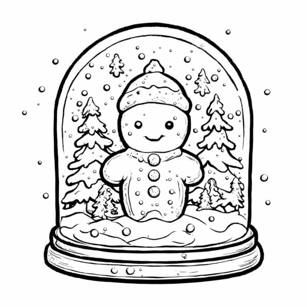 Download Gingerbread Man in Snow Globe Coloring pages Online - Creative ...