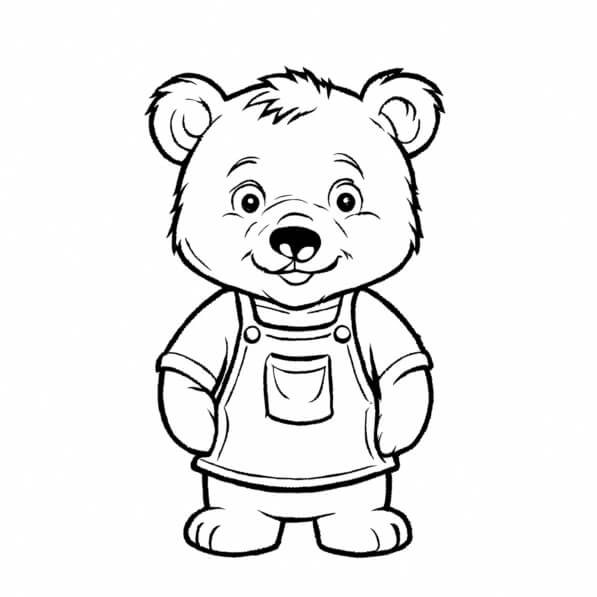 Descarga Personaje de oso de dibujos animados con overoles Páginas para ...