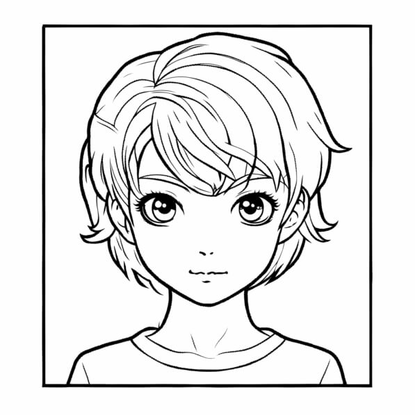 Download Anime Character Line Art Coloring pages Online - Creative Fabrica