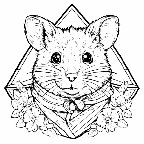 Download Illustration of a Cute Mouse with Scarf Coloring pages Online ...