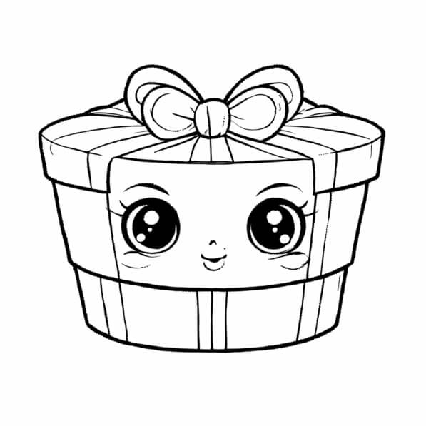Download Cheerful Cartoon Gift Box Coloring pages Online - Creative Fabrica