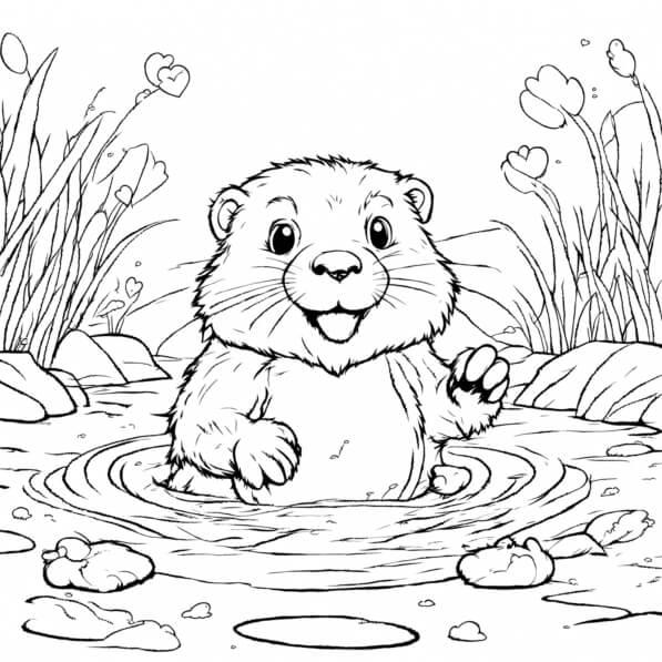 Descarga Nutria Feliz en un Estanque Páginas para colorear En Línea ...