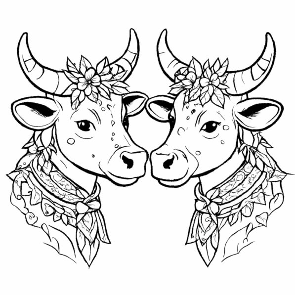 Download Intricate Illustration of Two Cows Coloring pages Online ...