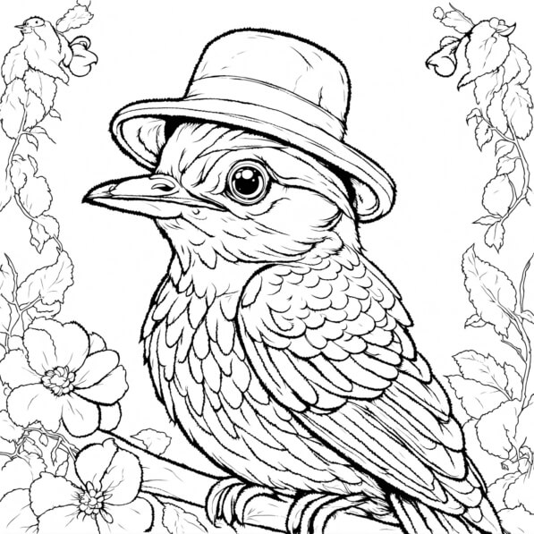 Download Whimsical Bird Illustration Coloring pages Online - Creative ...