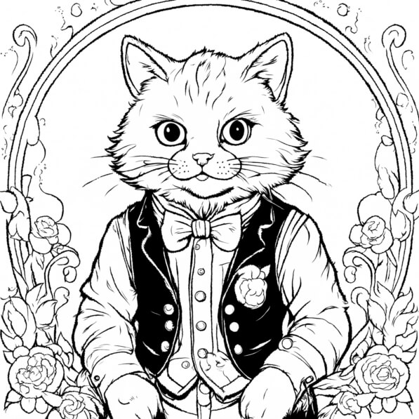 Descarga Ilustración de gato formal Páginas para colorear En Línea ...