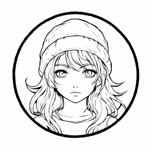 Download Line Drawing of a Young Female Character Coloring pages Online ...
