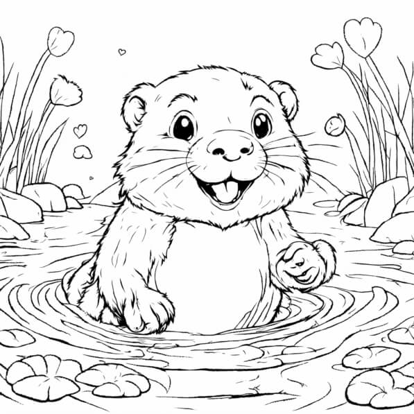 Descarga Nutria Feliz en el Agua Páginas para colorear En Línea ...
