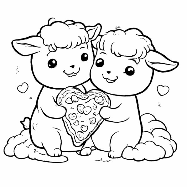 Descarga Dos llamas de dibujos animados compartiendo una galleta en ...