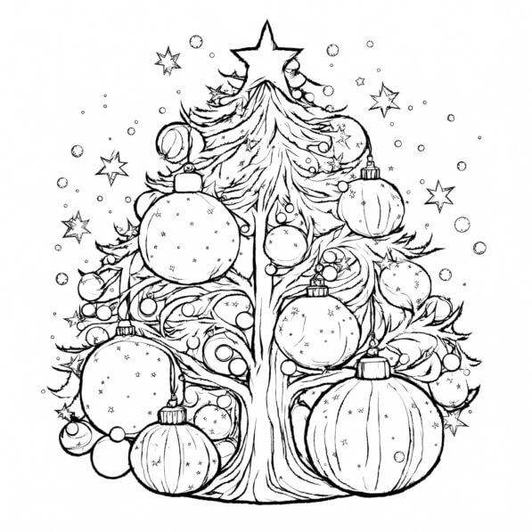 Download Intricate Christmas Tree Coloring Page Coloring pages Online ...