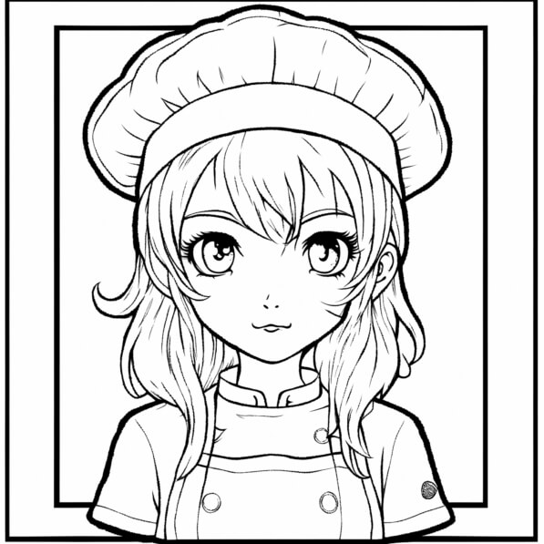 Download Young Female Chef Character Illustration Coloring pages Online ...