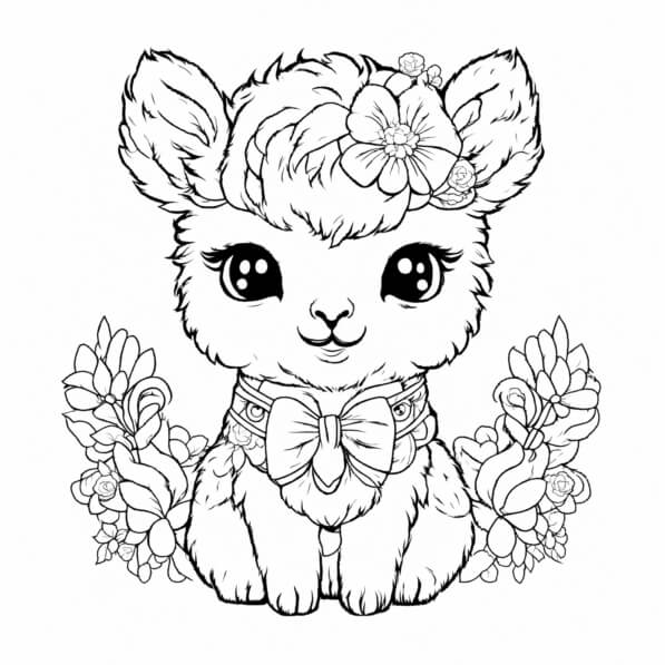 Descarga Llama Alpaca de dibujos animados linda con flores Páginas para ...