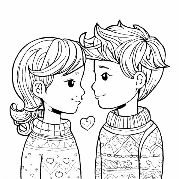 Download Children in Love Coloring Page Coloring pages Online ...