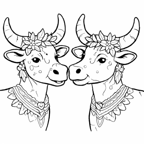 Download Two Adorable Cows Illustration Coloring pages Online ...