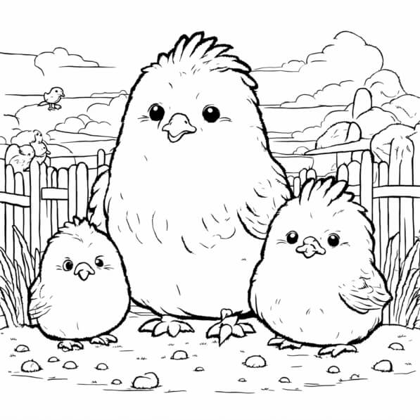 Download Three Cartoon Birds in a Grassy Area Coloring pages Online ...