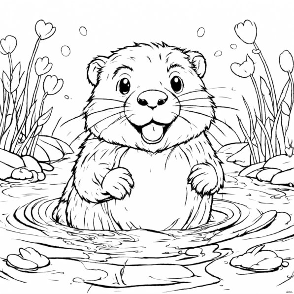 Descarga Nutria Feliz en el Agua Páginas para colorear En Línea ...