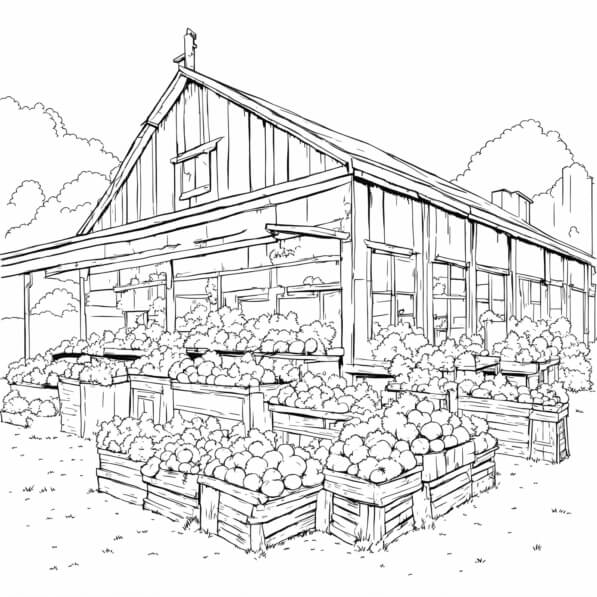 Download Farm Stand with Crates of Produce Coloring pages Online ...