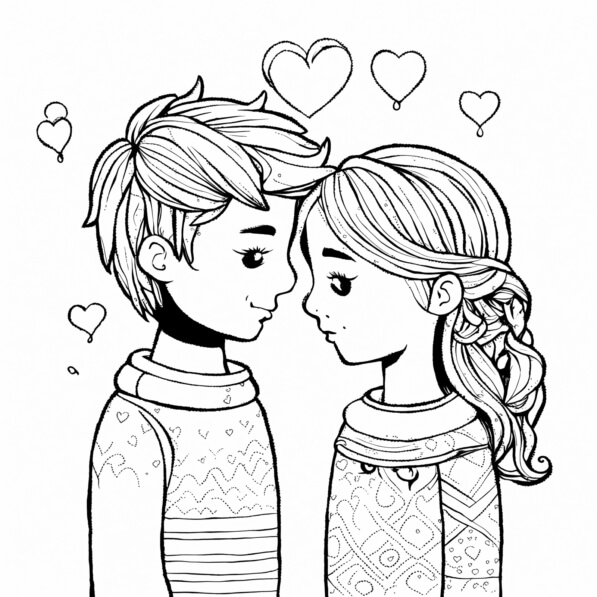 Download Tender Moment Between Two Children Coloring pages Online ...