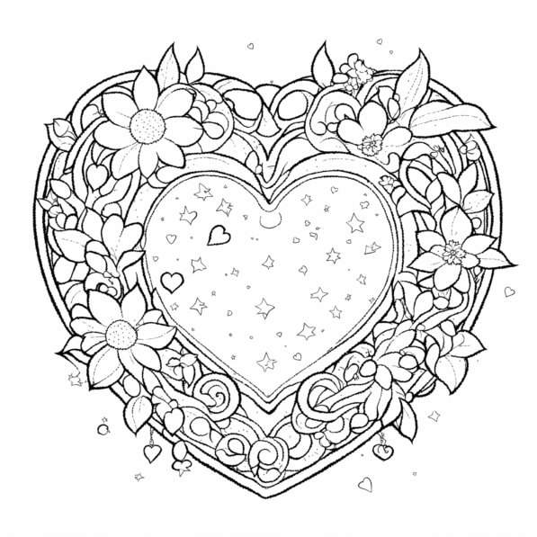 Download Intricate Heart Coloring Page with Floral Design Coloring ...