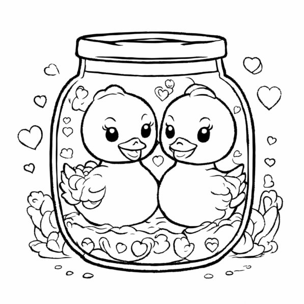 Descarga Patitos de dibujo animado lindos en un frasco con corazones ...
