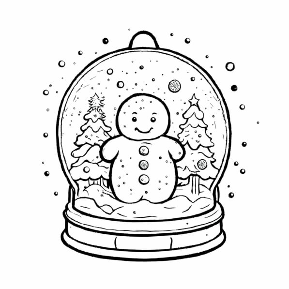 Download Whimsical Snow Globe with Gingerbread Man and Christmas Trees ...