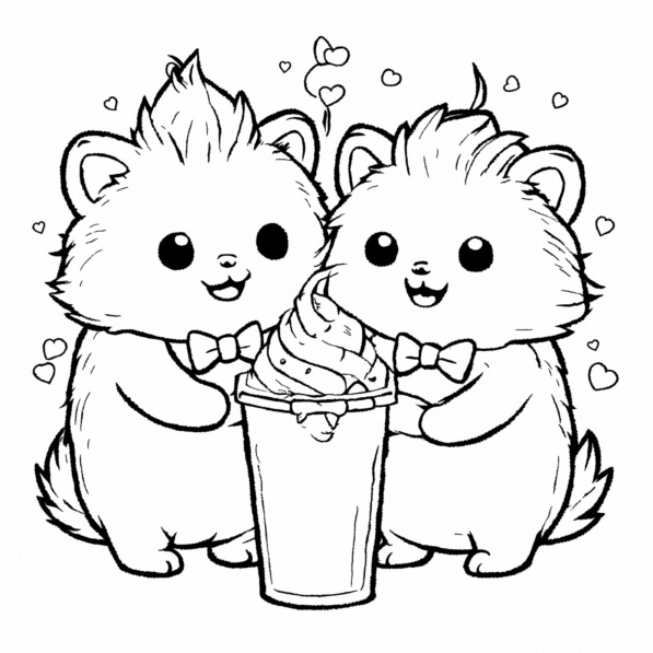 Download Cute cartoon animals enjoying ice cream Coloring pages Online ...