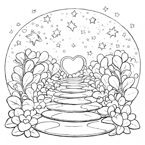 Download Whimsical Pathway to Heart Archway Coloring pages Online ...
