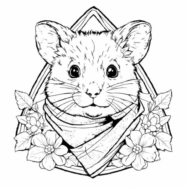 Download Stylized Rodent Illustration with Flowers Coloring pages ...