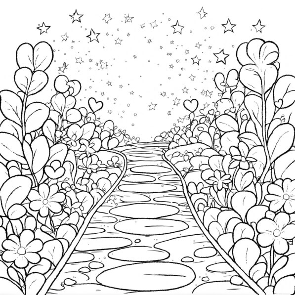 Download Whimsical Pathway Through a Flower Garden Coloring pages ...