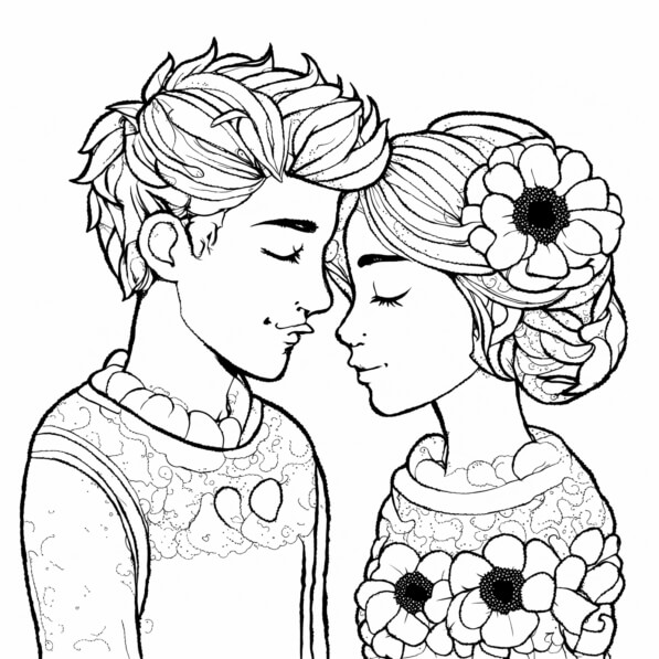 Download Intimate Couple Illustration Coloring pages Online - Creative ...